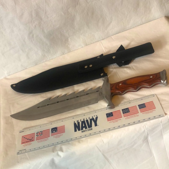 Accessories | Fixed Blade Double Edge Knife 9 Blade Wood Handle Nylon ...